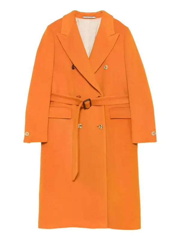 Tagliatore Belted Double-breasted Coat - Orange
