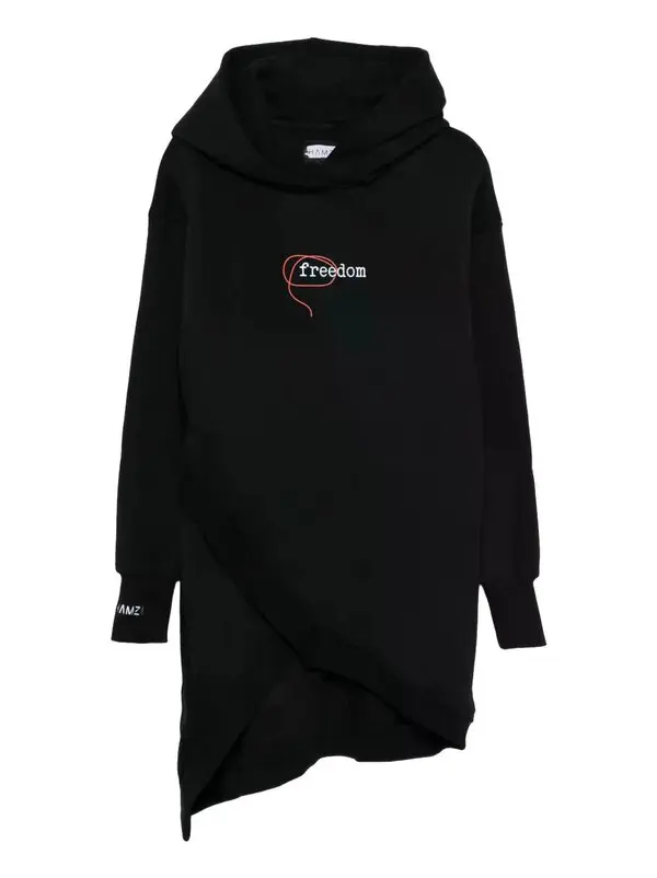 HAMZA Asymmetric Hemline Hoodie - Black