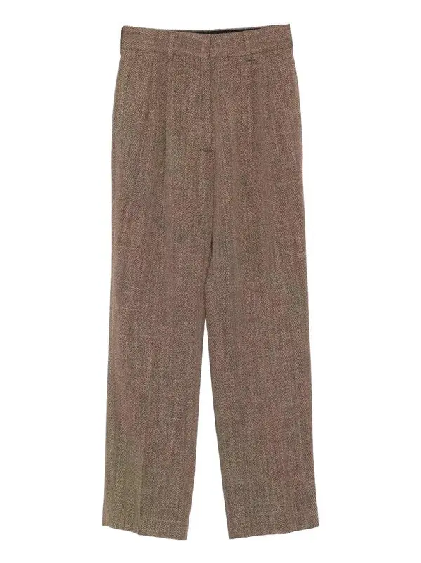 BLAZÉ MILANO Herringbone Pleated Trousers - Brown