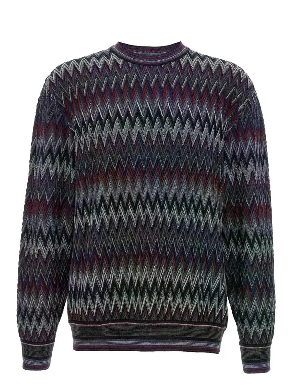 Missoni Zigzag-pattern Crew-neck Sweater - Blue