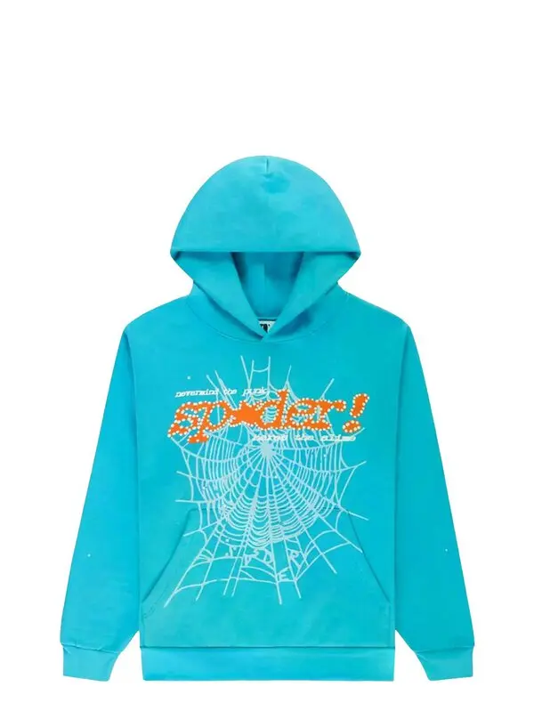 SP5DER Spider-web Print Hoodie - Blue