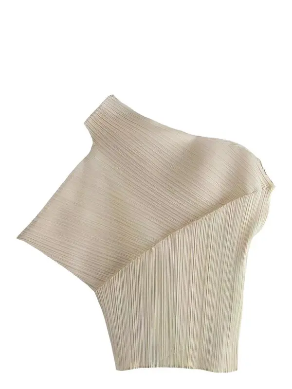 Issey Miyake Pleated Asymmetric Top - Neutrals