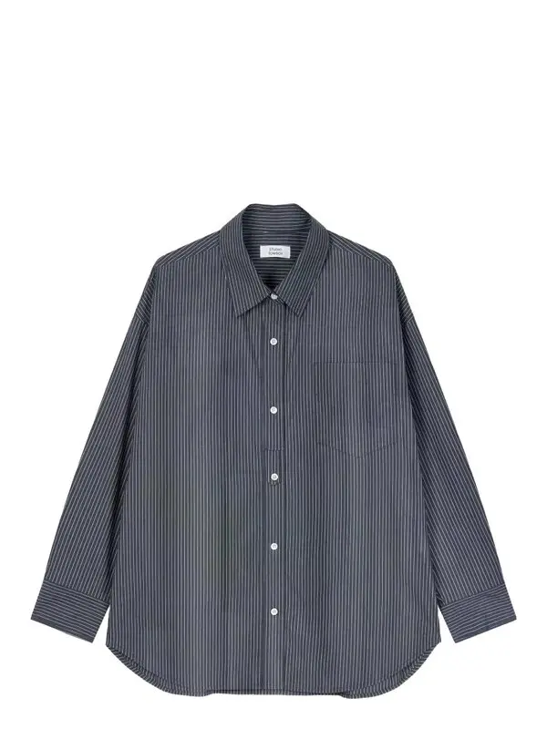 STUDIO TOMBOY Pinstripe Button-down Shirt - Grey