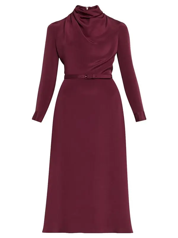 Adam Lippes Amandine Draped Midi Dress - Wine