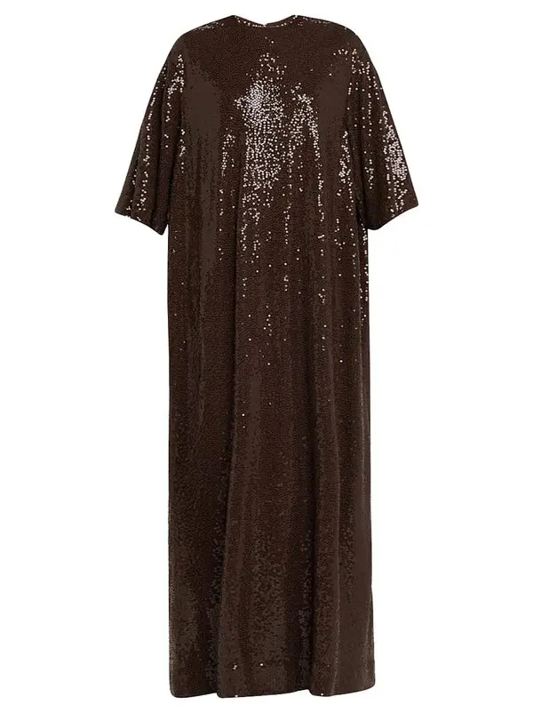 Michael Kors Hand Embellished Caftan Gown - Chocolate