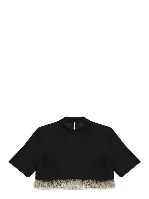 Simkhai Jalen Beaded Crop Top - Black