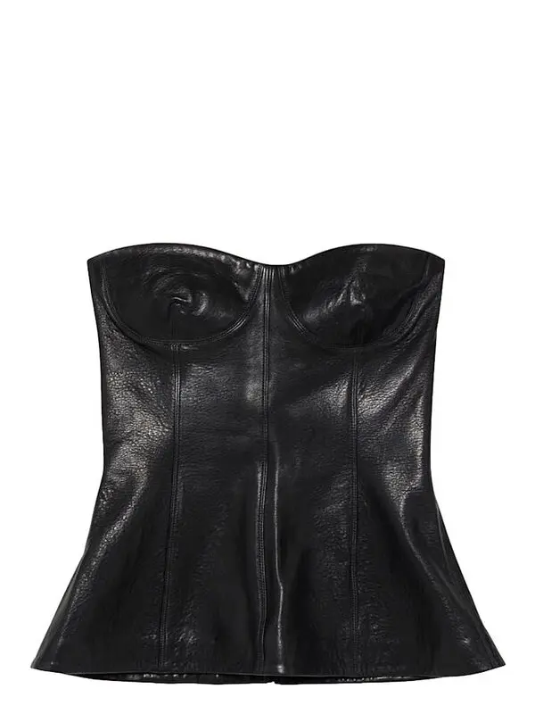 Simkhai Tyla Strapless Leather Bustier - Black