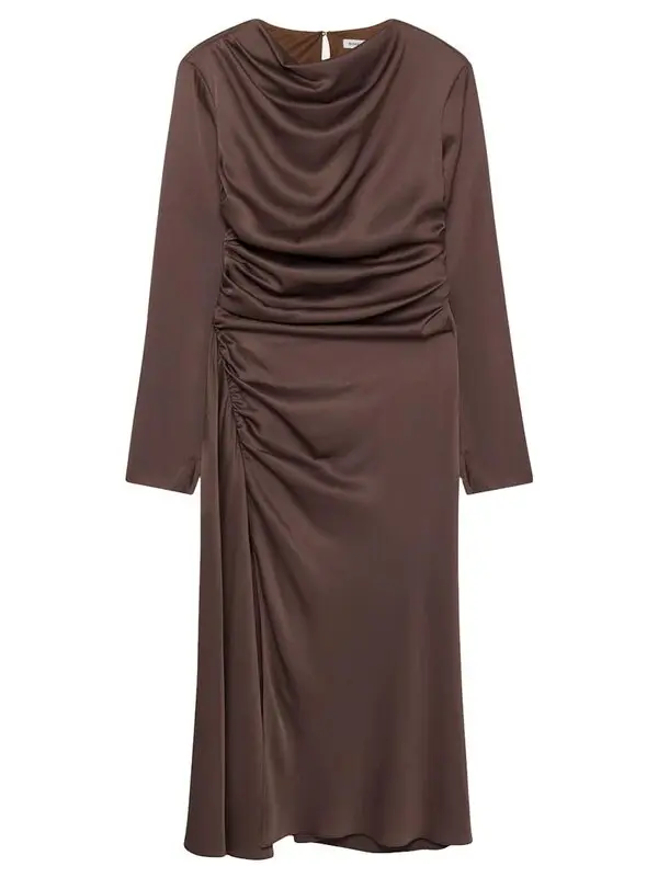 Simkhai Draped Long-sleeve Midi Dress - Chocolate