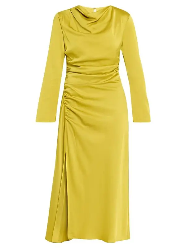 Simkhai Draped Long-sleeve Midi Dress - Pear