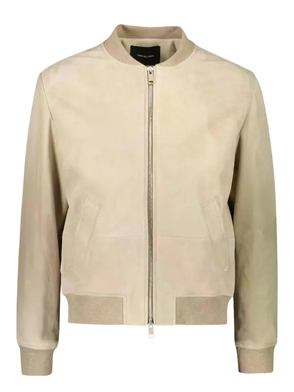 YVES SALOMON Suede Varsity Jacket - Neutrals