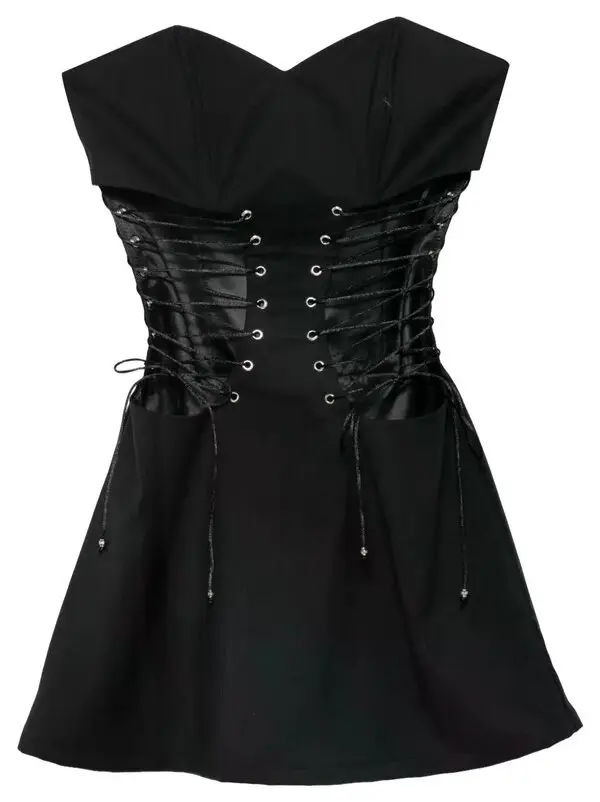 VESTIAIRE D'UN OISEAU LIBRE Mini Dress Lace-up Detailing - Black
