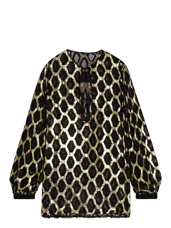 Johanna Ortiz Metallic Fil Coupé Chiffon Blouse - Black