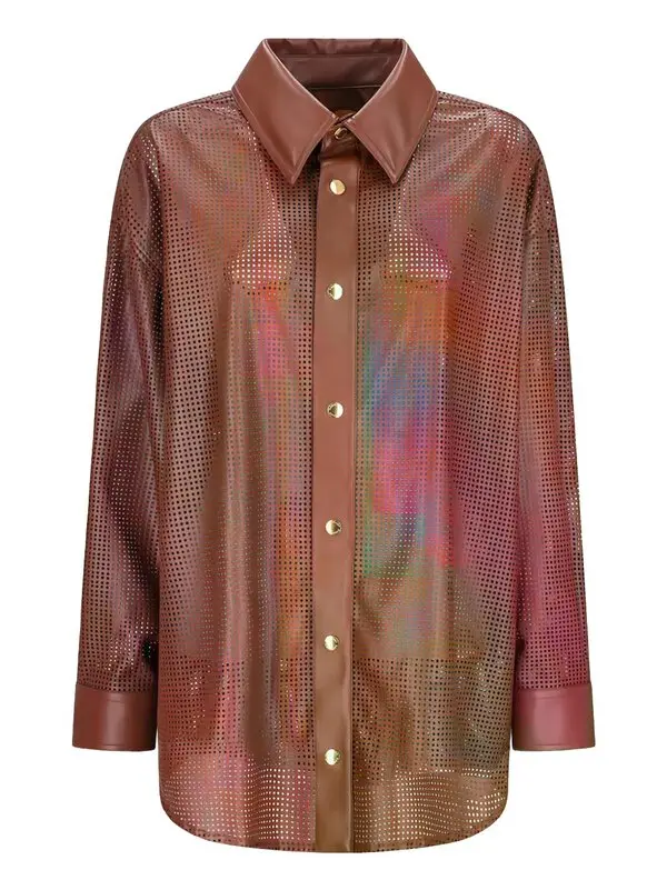 Khrisjoy Aura Perforated Leather Shirt - Brown
