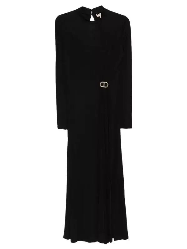 TWINSET High-neck Midi Dress With Buckle - Black