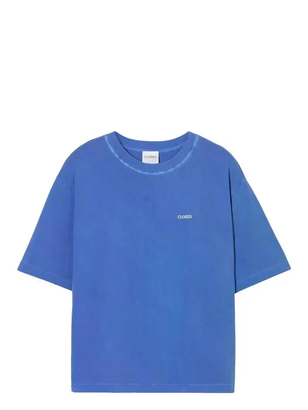 Closed Crew-neck T-shirt With Logo - Blue