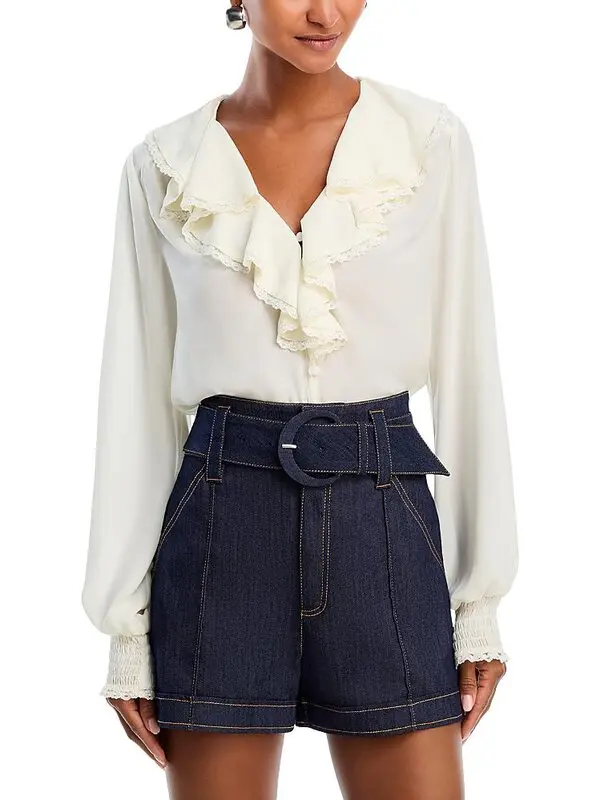 Aqua Ruffled Blouse - Ivory