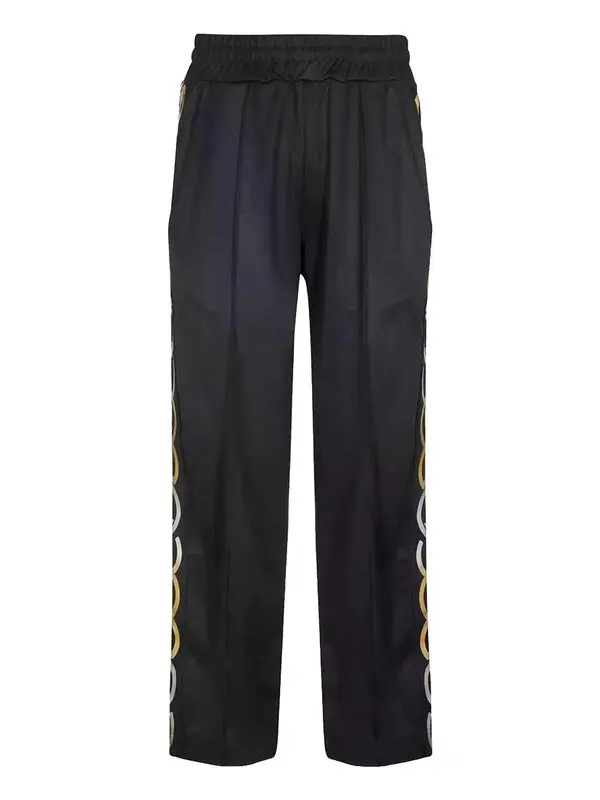 Gcds Chain-print Elasticated-waistband Track Pants - Black