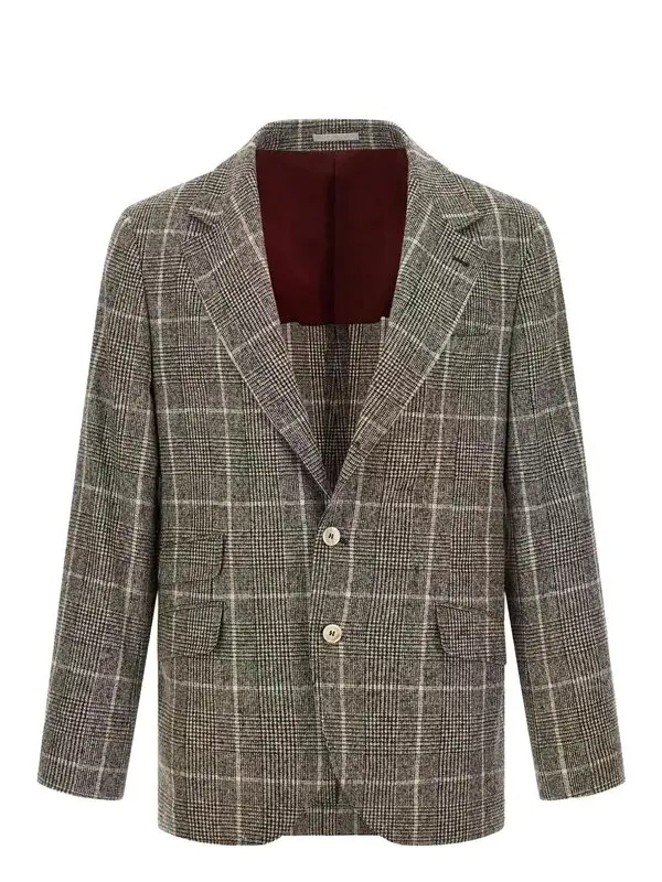 Brunello Cucinelli Cavallo Prince Of Wales-check Blazer - Grey