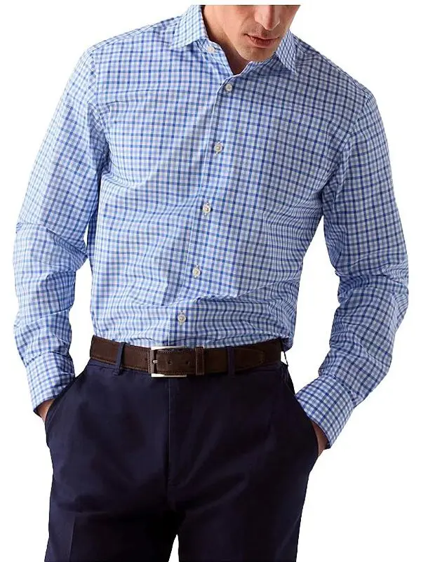 Robert Talbott Reynolds Bold Check Shirt In Contemporary Fit - Blue/blue