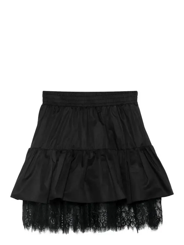 HAMZA Ruffled Lace-trimmed A-line Skirt - Black