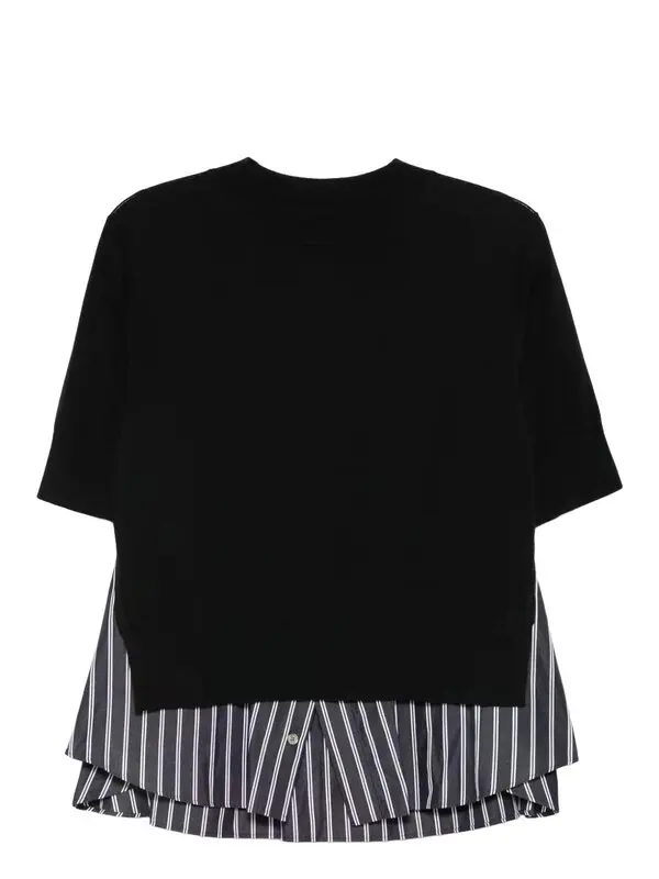 Sacai Layered Striped Knit Top - Black