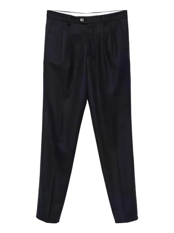 Brunello Cucinelli Pleated Wool Trousers - Blue