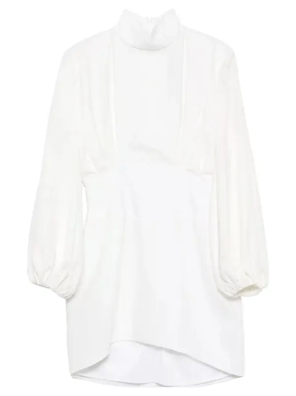 VESTIAIRE D'UN OISEAU LIBRE High-neck Balloon-sleeve Dress - White