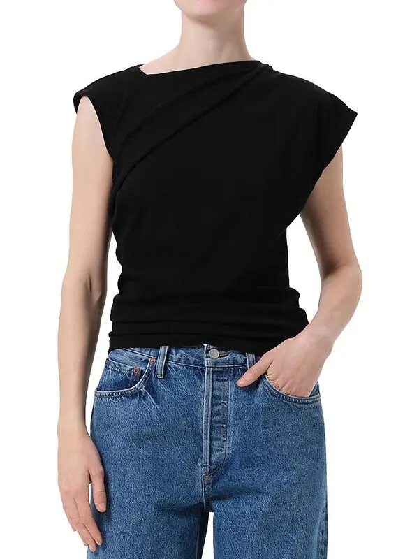 AGOLDE Beth Asymmetric Tee - Black