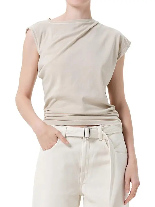 AGOLDE Beth Asymmetric Tee - Rice Grass