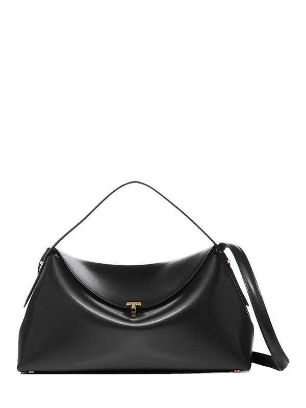 TOTEME T-lock Convertible Top Handle Bag - Black Smooth-leather