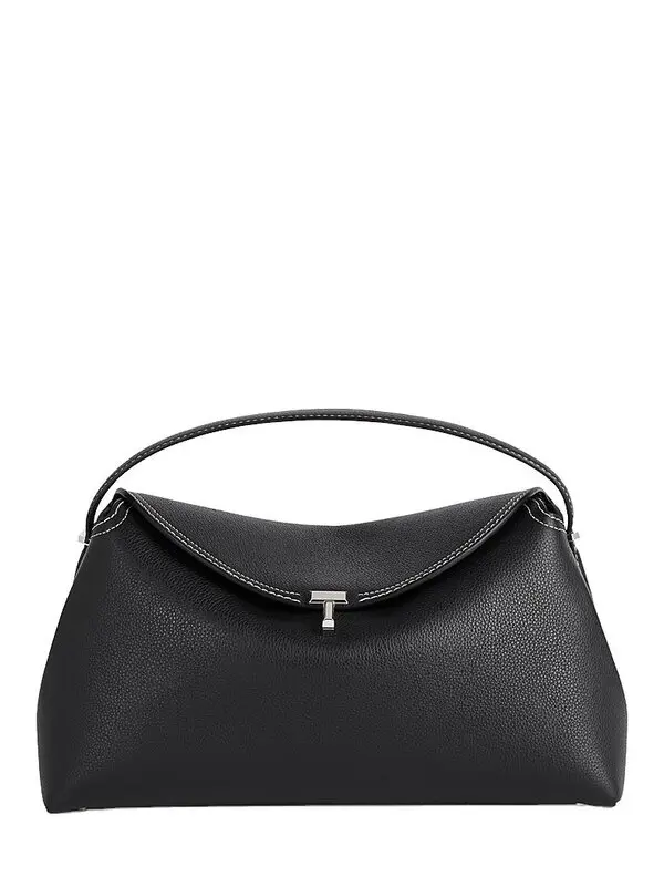 TOTEME Grained-leather T-lock Convertible Top Handle Bag - Black