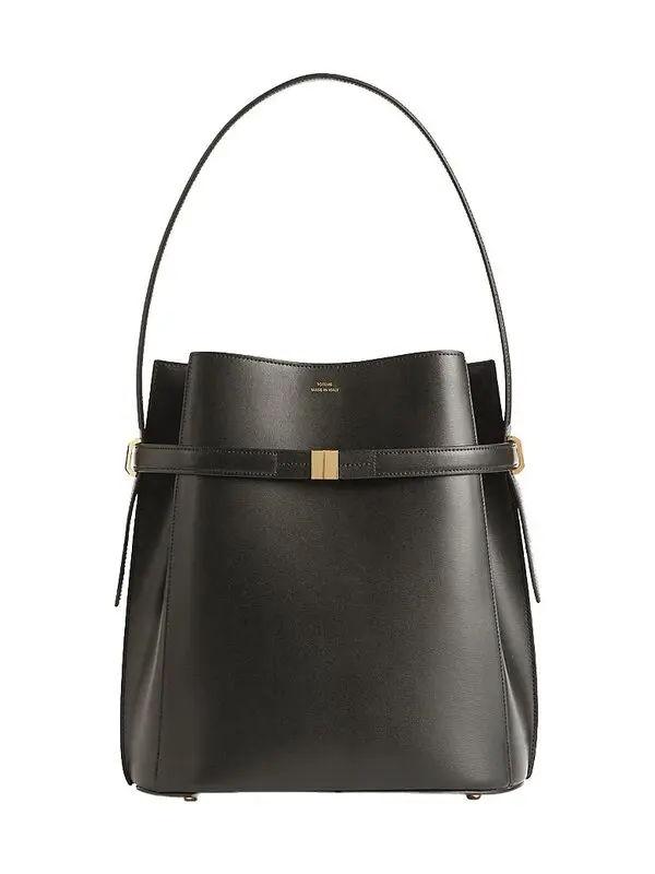 TOTEME Belted Leather Bucket Bag - Dark Brown