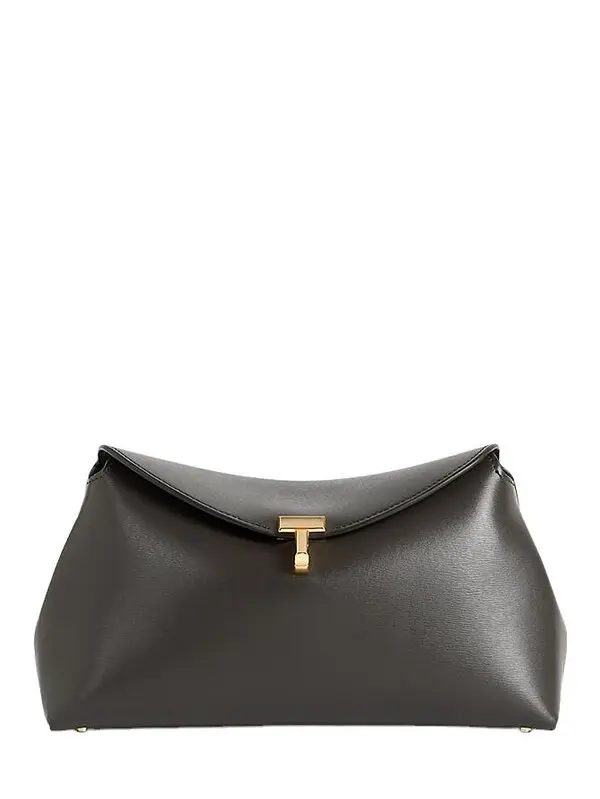 TOTEME Smooth Leather Convertible Clutch - Bark Smooth-leather