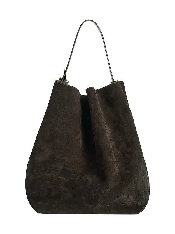 TOTEME Belted Suede Tote - Dark Brown