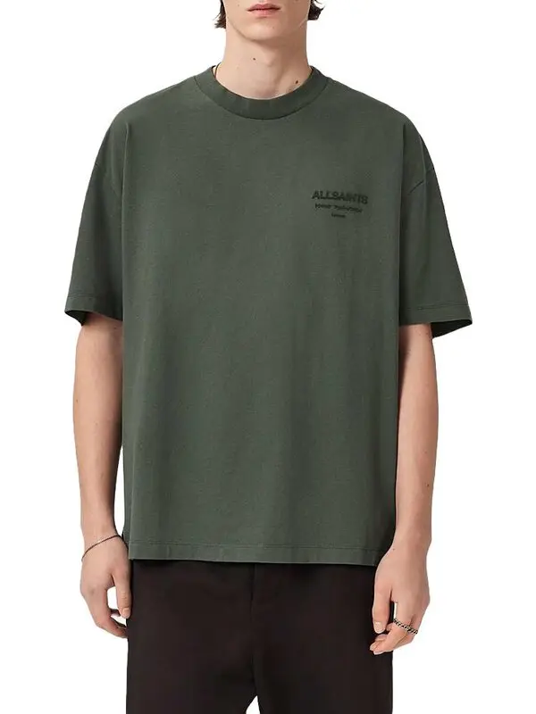 ALLSAINTS Oversized Xander Logo Tee - Garnet Green