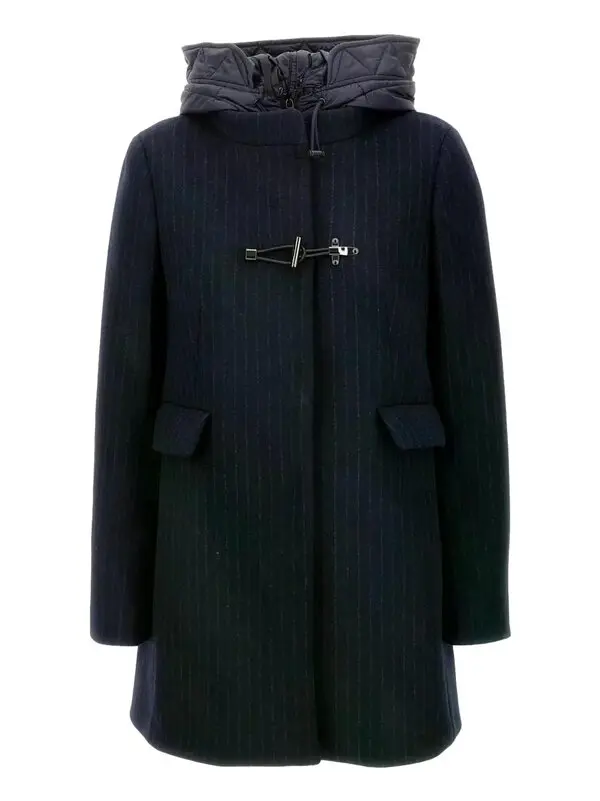 FAY Pinstripe Toggle Coat - Blue