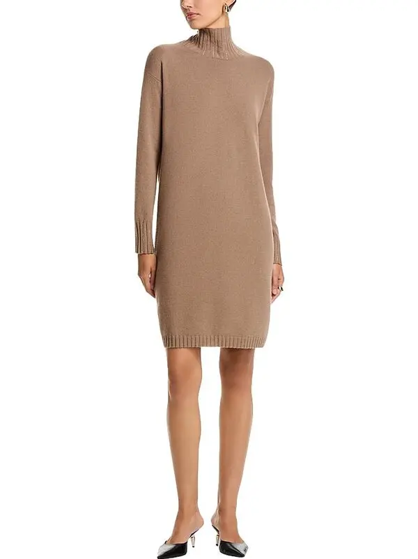 Fabiana Filippi Diamante Trim Turtleneck Knit Dress - Corteccia