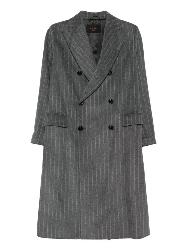 PALTO' Pinstripe Double-breasted Coat - Grey