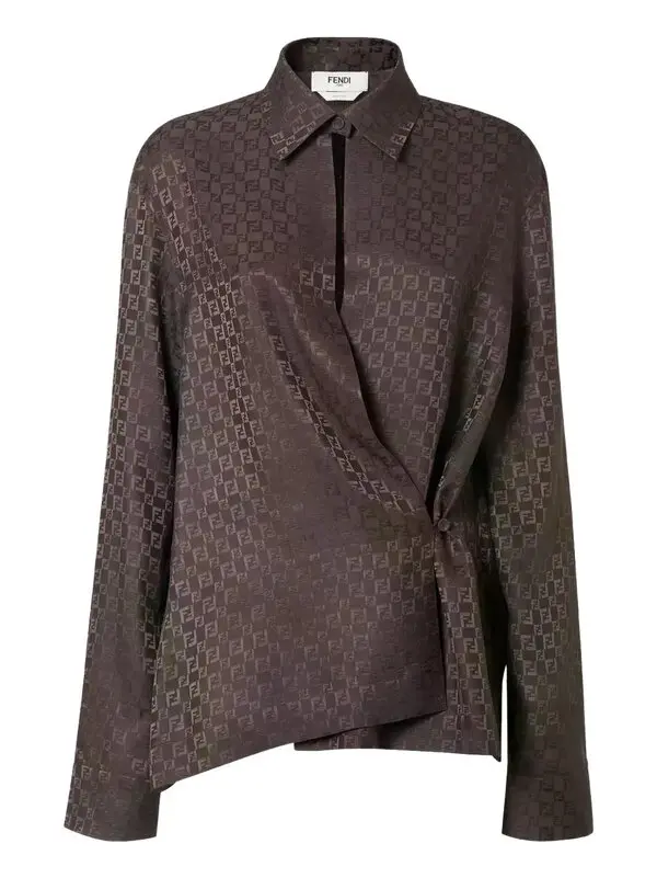 Fendi Ff Jacquard Silk Shirt - Brown
