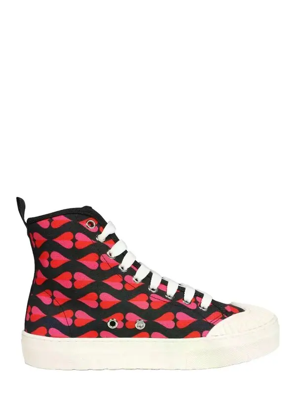 Max Mara Heart-print High-top Sneakers - Black