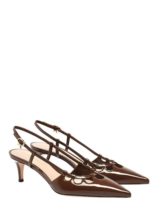 GIANVITO ROSSI Eloise Slingback Pumps - Brown Nappa