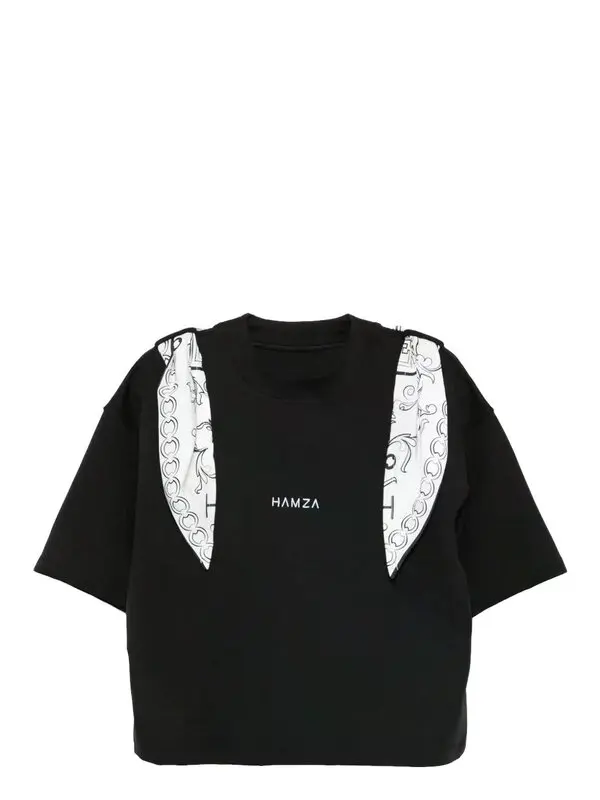 HAMZA Pattern-detail Short-sleeve T-shirt - Black