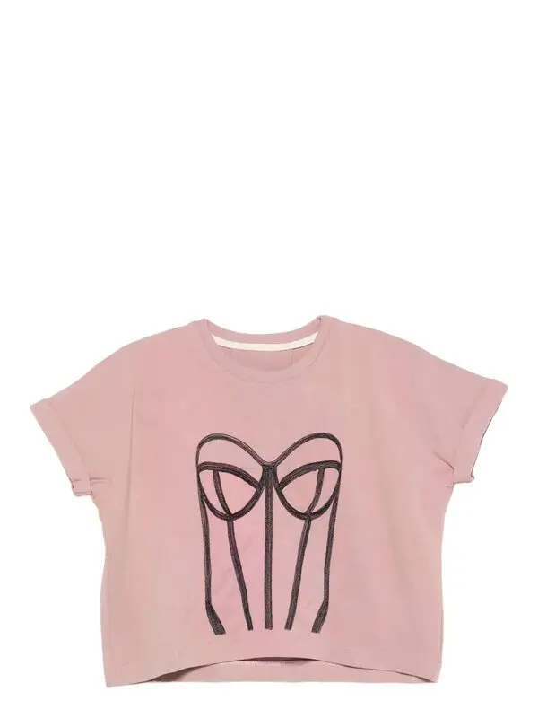 HAMZA Corset Print T-shirt - Pink