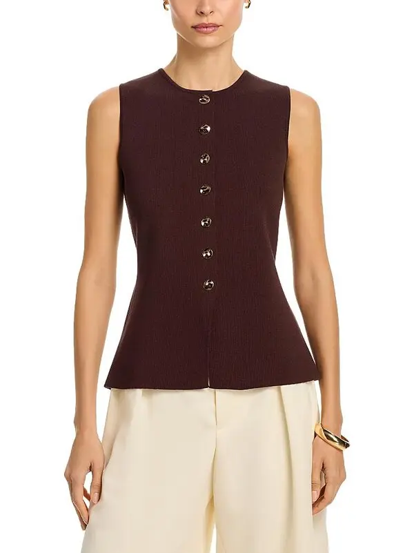 Aqua Sleeveless Button Detailed Sweater - Chocolate Brown