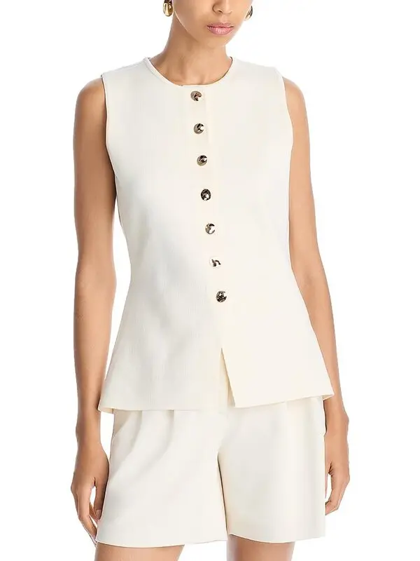 Aqua Sleeveless Button Detailed Sweater - Ivory
