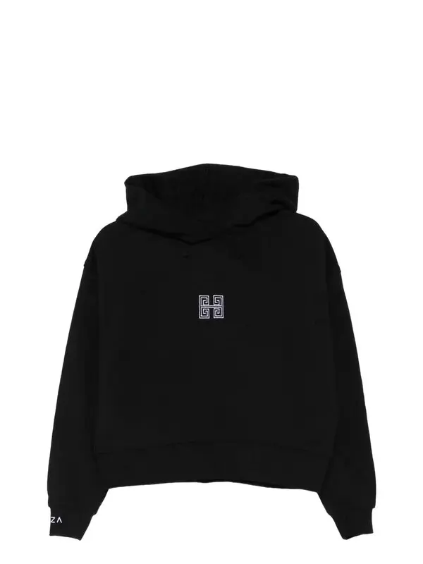 HAMZA Embroidered Cropped Hoodie - Black