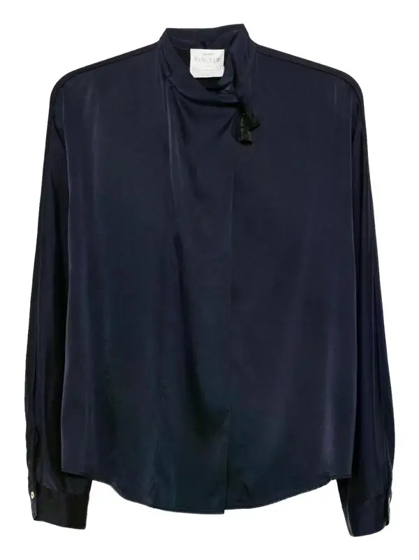 FORTE_FORTE Tassel-detailed High-neck Blouse - Blue