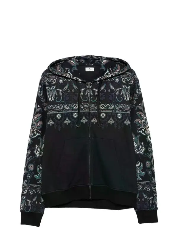 Etro Paisley-print Zip-up Hoodie - Blue