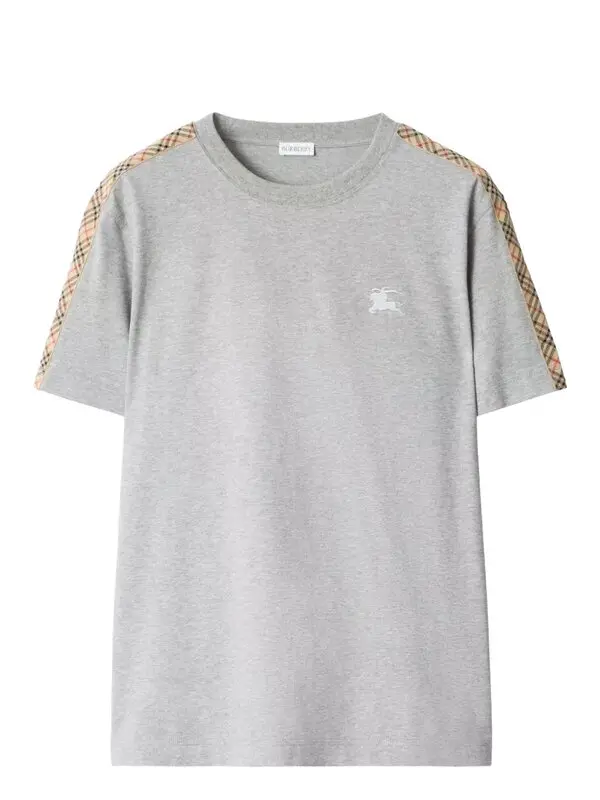 Burberry Equestrian Knight Check-trim T-shirt - Grey