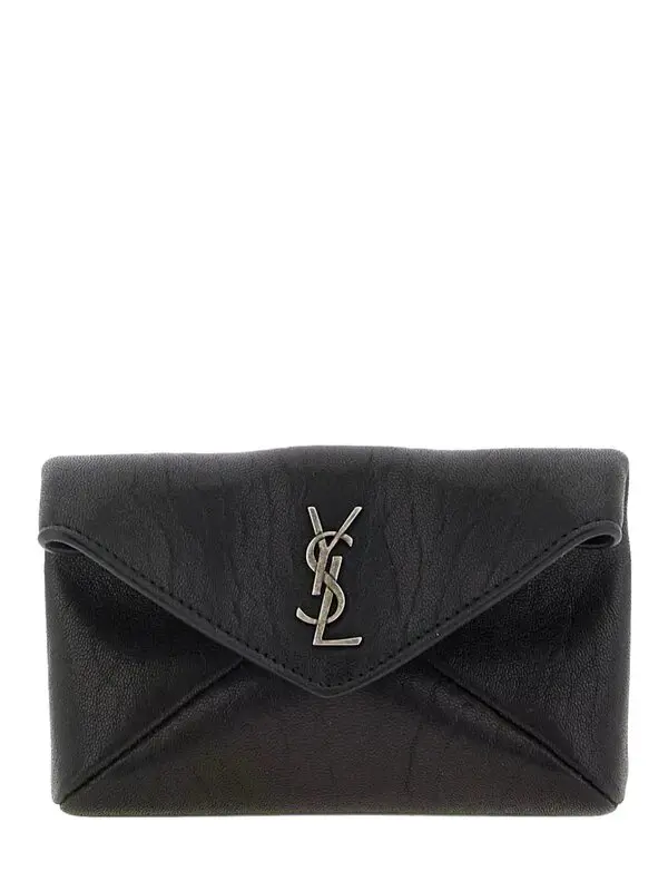 Saint Laurent Small Cassandre Envelope Clutch - Black